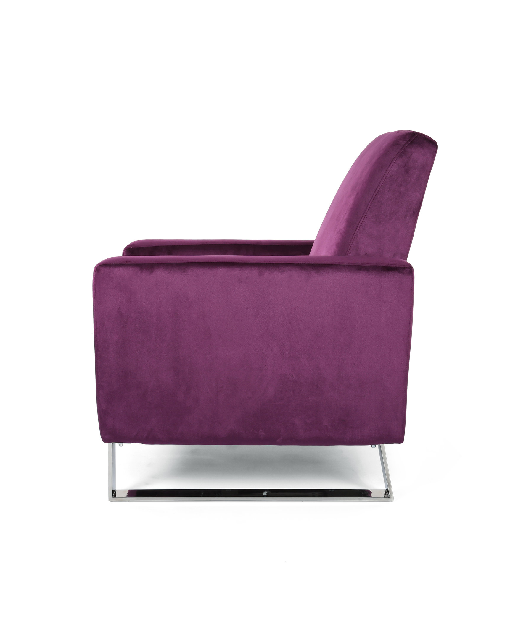 Arvin Velvet Push Back High Leg Recliner With Stainless Steel Legs ...