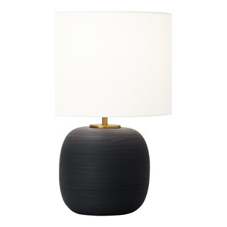 Fanny 1-Light Indoor Wide Table Lamp, Rough Black Ceramic ...