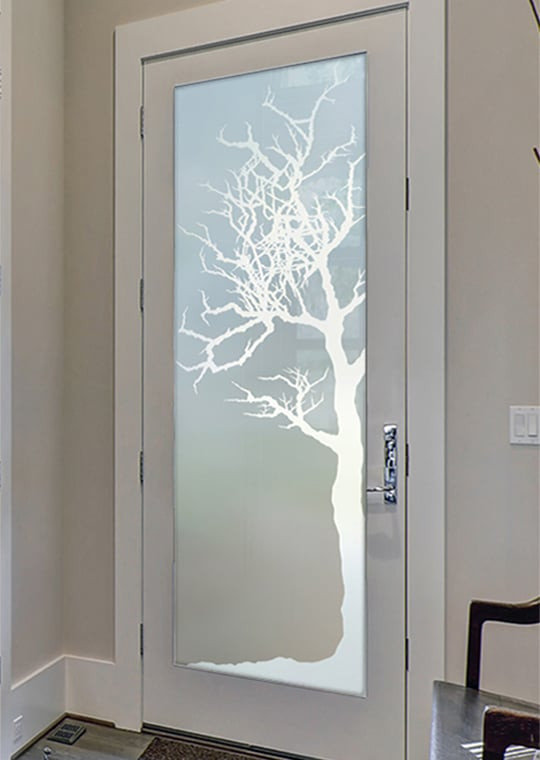 Front Doors - Winter Tree Frosted Glass Design - 30" x 80" - CUSTOMIZE ...