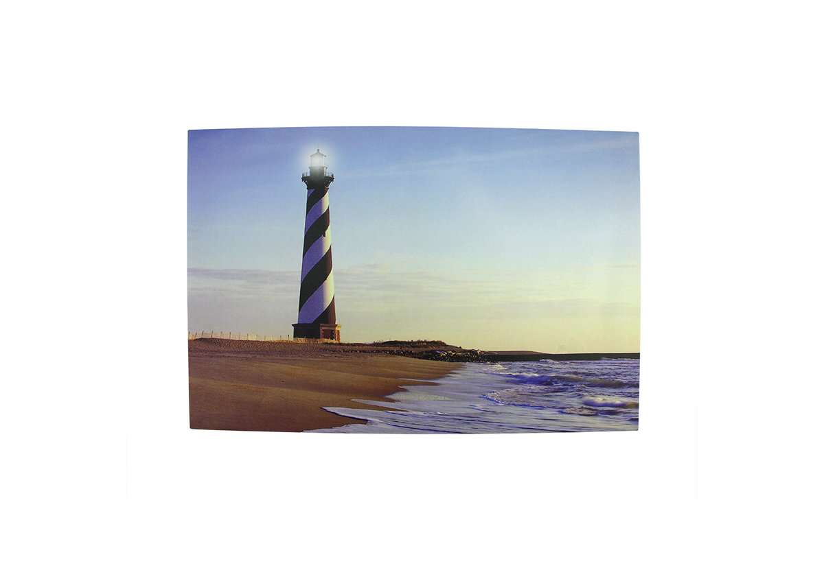 Battery Operated 1 LED Sunrise Lighthouse Scene Canvas Wall Hanging, 23 ...