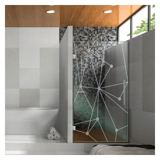 Hinged Alcove Shower Door, Mini Triangles Design, 32"x70" Inches ...