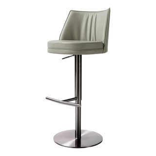 Gala Light Gray Vegan Leather on Black Adjustable Stool - Contemporary ...