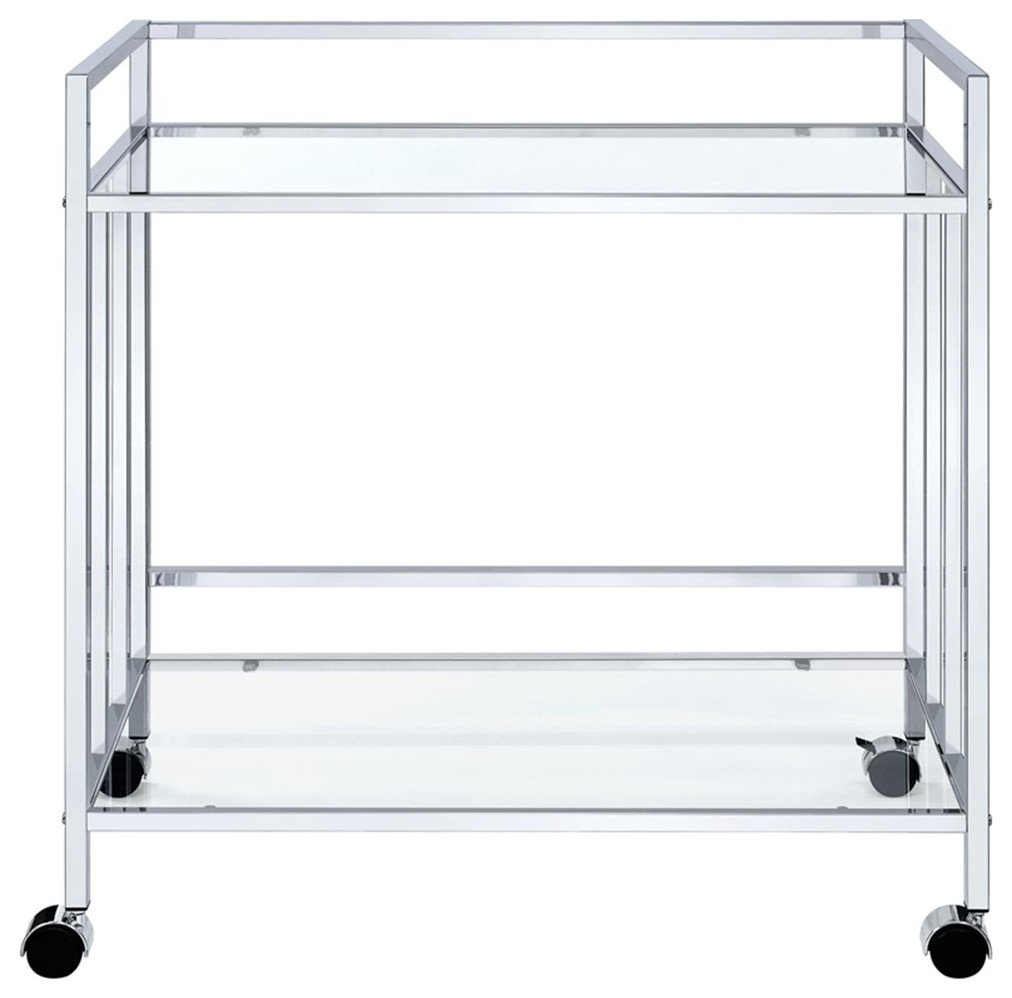 Coaster Cara Contemporary Rectangular Glass Bar Cart in Chrome and ...