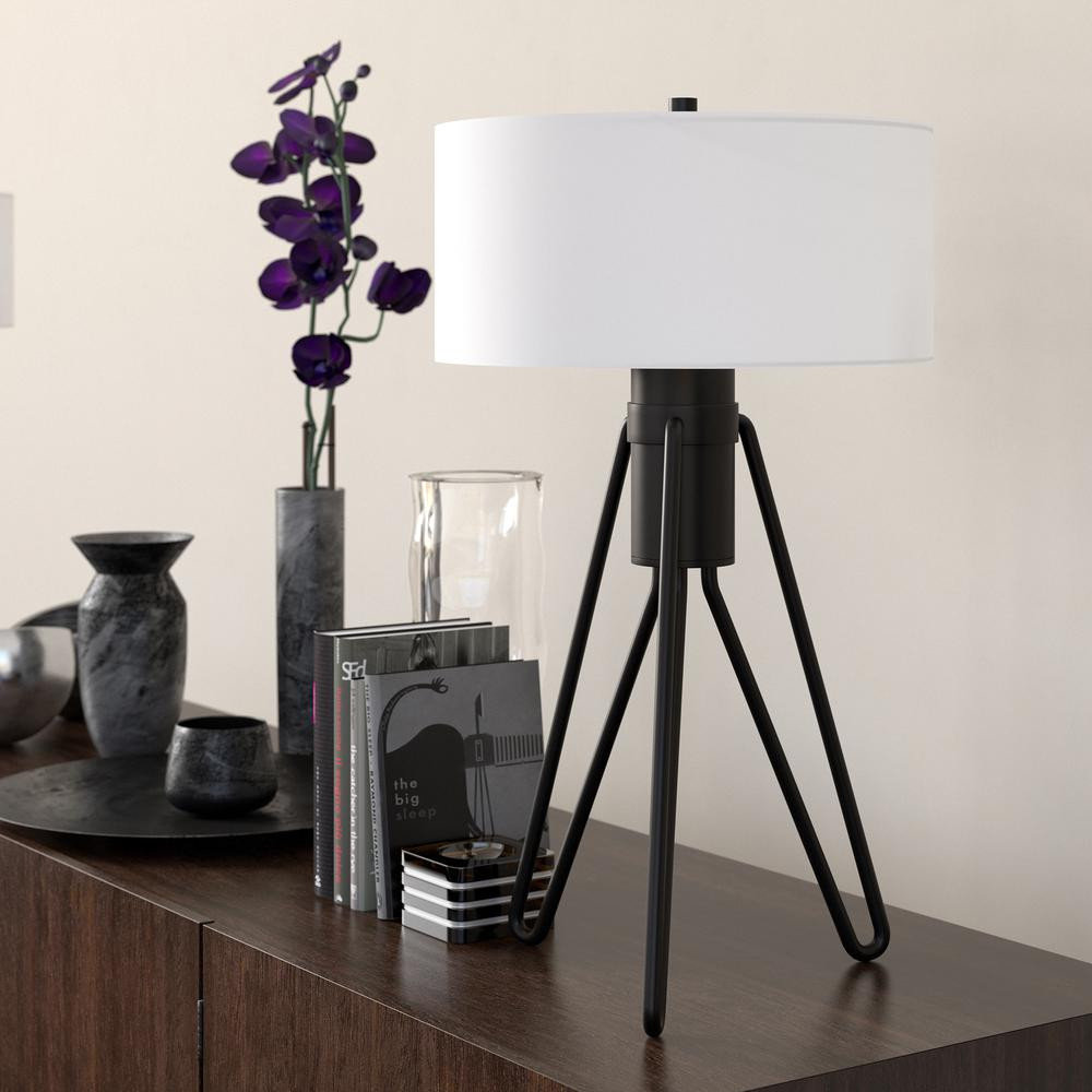 Floyd 25 Tall 2-Light Table Lamp with Fabric Shade in Blackened Bronze ...