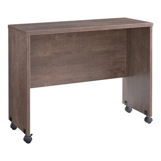 Rectangular Wooden Desk Return with Casters and Grain Details, Walnut ...