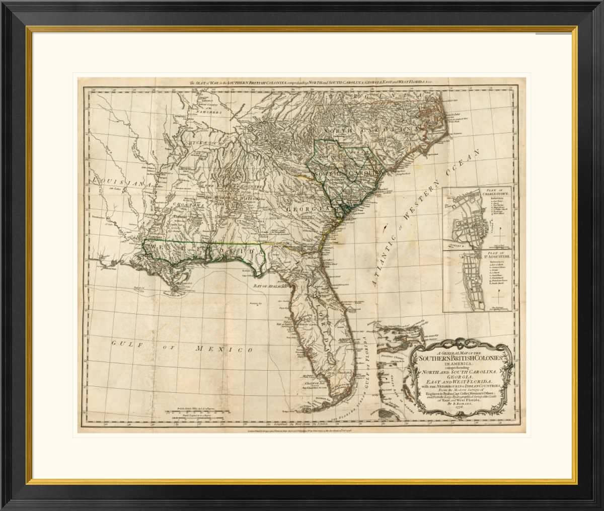 A General Map Of The Southern British Colonies, In America, 1776, 26"x1 ...