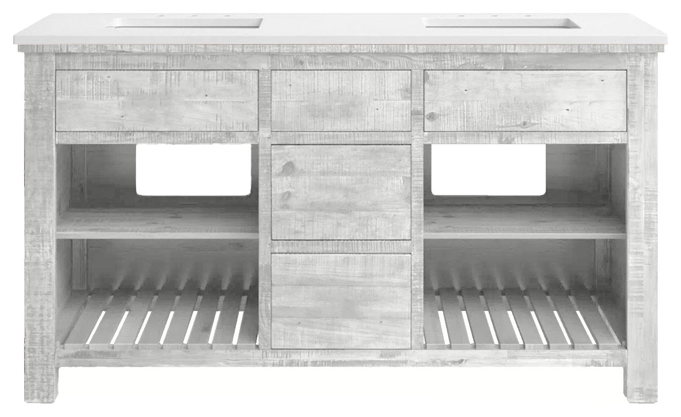Farmhouse 70" Solid Wood Bathroom Vanity, Without top - Farmhouse - Bathroom Vanities And Sink ...