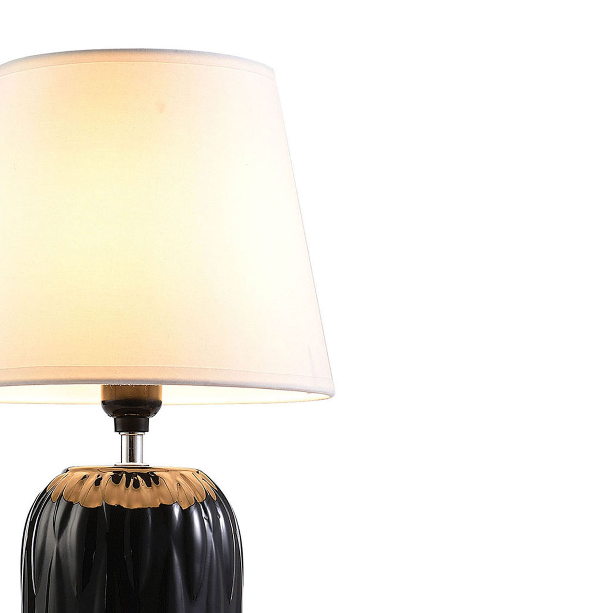 Cylindrical Ripped Pattern Table Lamp with Flared Shade, Black and ...