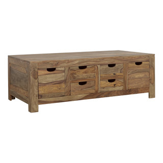 Esther 6-drawer Solid Wood Coffee Table Natural Sheesham - Coffee ...