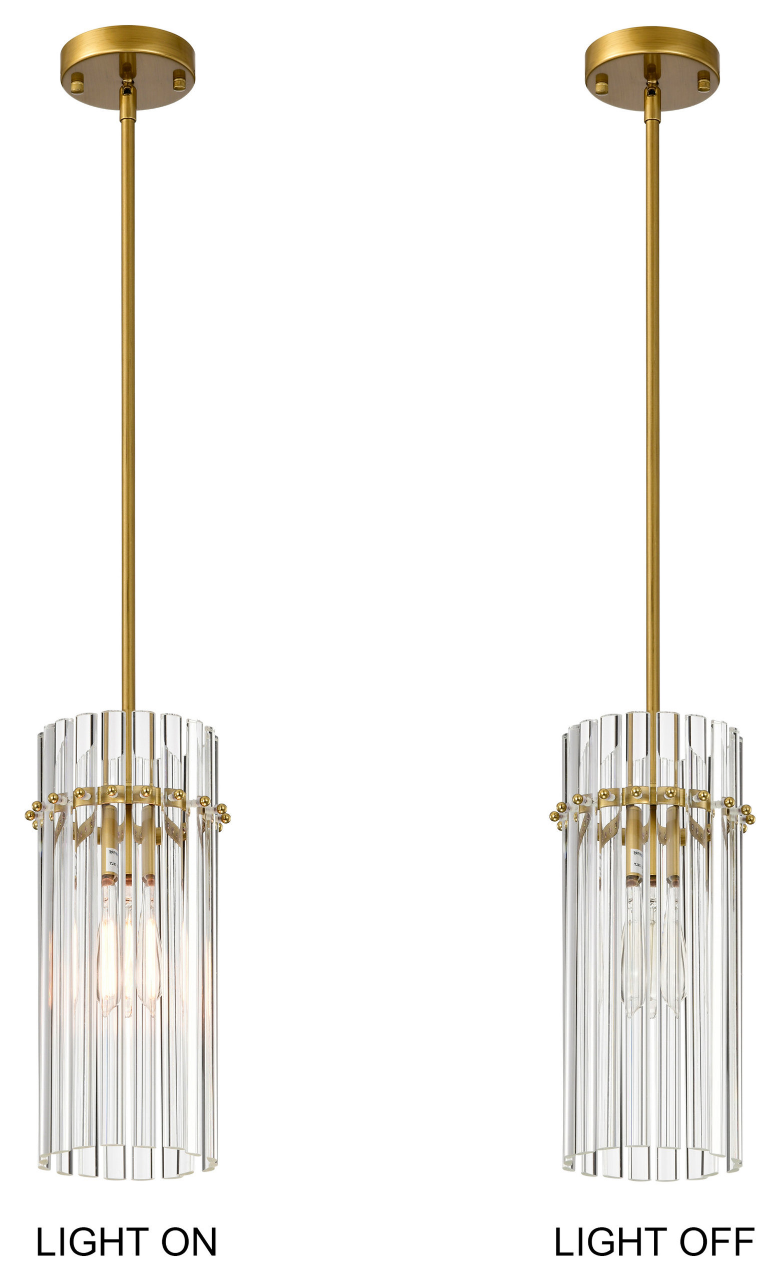 Eva 1 Light Crystal Glass Rod Mini Pendant Chandelier - Contemporary ...