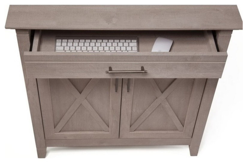 Key West Secretary Desk with Keyboard Tray and Storage Cabinet in Gray ...