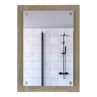 TUHOME Vanguard Mirror Light Pine (beige) Engineered Wood Frame ...