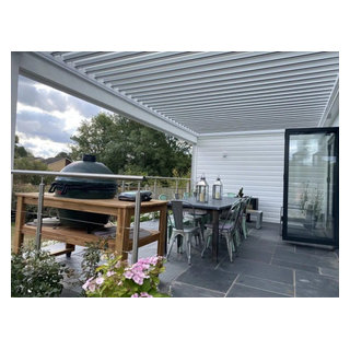 Louvered Roof Pergola With Led Lights In Falls Church, VA - Moderne ...