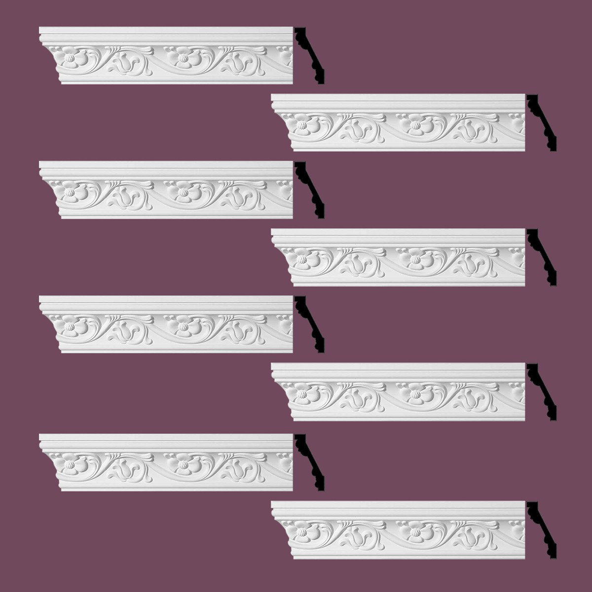 Ornate Cornice White Urethane Sainte Anne Design 8 Pieces Totaling 768 ...