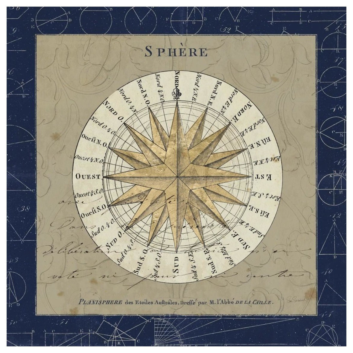 "Sphere Compass Blue" Digital Paper Print by Sue Schlabach, 20"x20", 36 ...