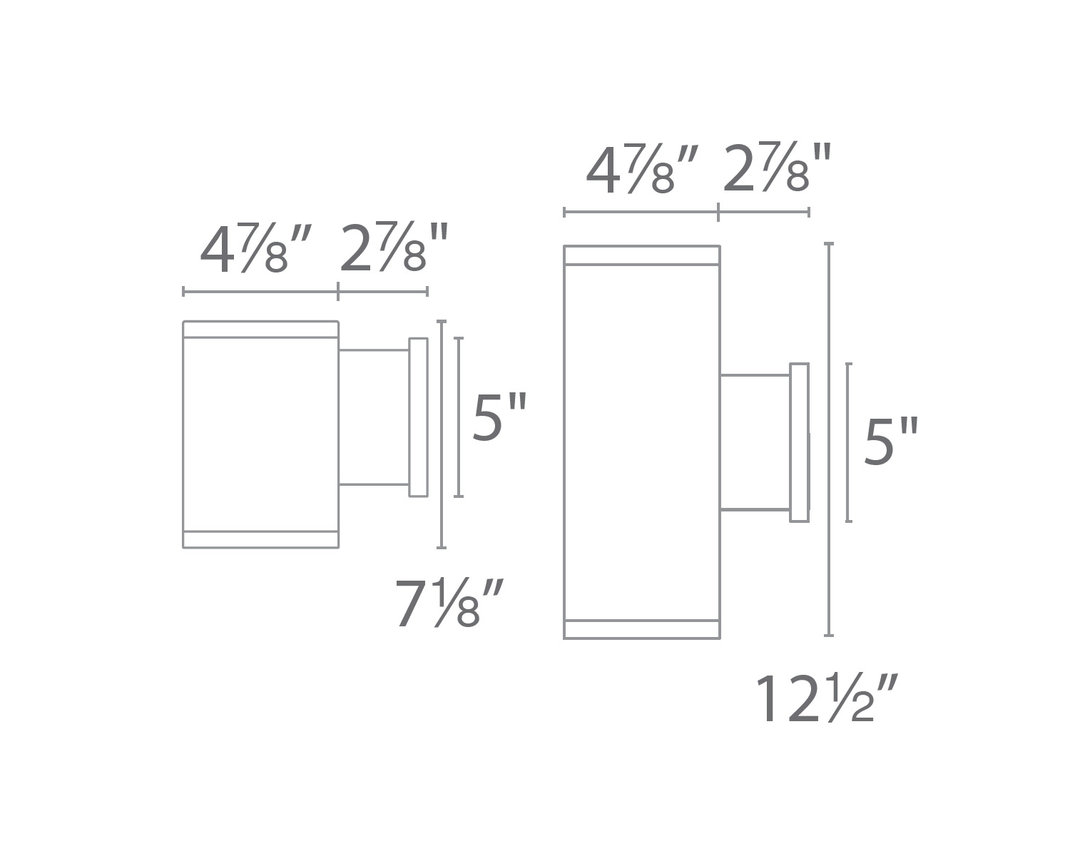 Tube Architectural 5" LED Color Changing Wall-Light Straight Narrow ...