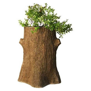 Tree Trunk Planter 30 Garden Display - Rustic - Outdoor Pots And ...
