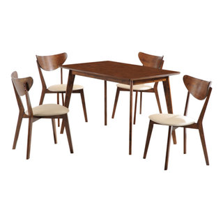 Kersey 5-piece Rectangular Dining Set Chestnut and Tan - Midcentury ...