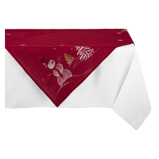 Embroidered Snowman Table Topper 40x40 - Contemporary - Tablecloths ...