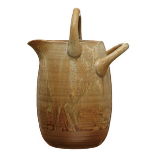 Stoneware Watering Pitcher, Handles, Reactive Glaze - Pitchers - by ...