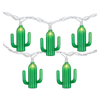 10ct Green Cactus String Lights 6ft White Wire - Modern - Holiday ...