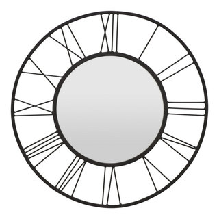 Plutus Brands Wall Mirror Roman Numbers, Black Metal - Transitional ...