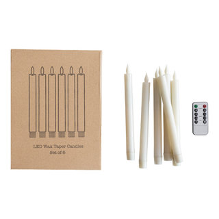 Flameless LED Wax Taper Candles With 8 Hour Timer and Remote, Cream ...