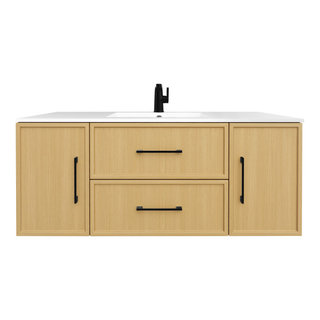 Cassidy Wall Mounted Vanity With Cultured Marble Top & Sink, 48 ...