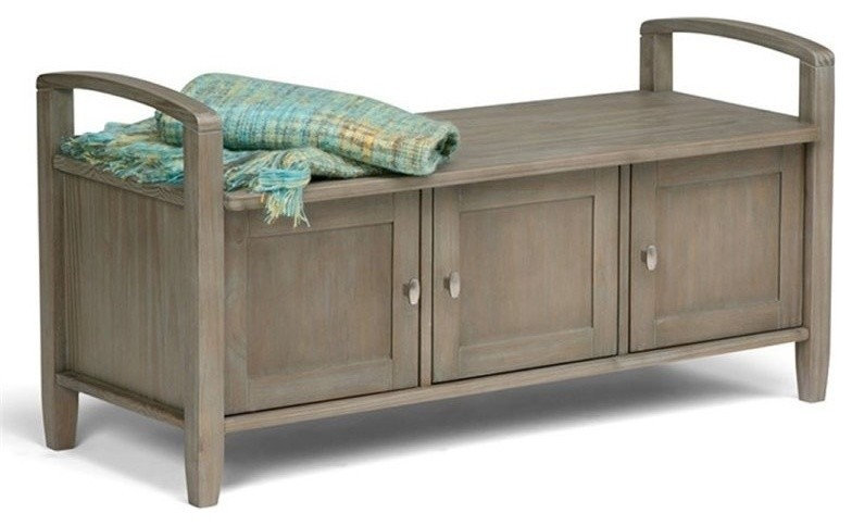 Atlin Designs Transitional Wood Entryway Storage Bench in Distressed ...