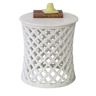 Marble Arabesque Side Table - Mediterranean - Side Tables And End ...