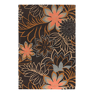 Chandra Kronos Kro6305 Rug, Brown/Tan/Mocha/Coral Pink/Grey, 7'8" x 10 ...