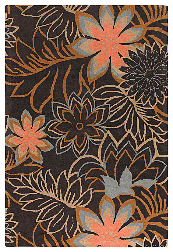 Chandra Kronos Kro6305 Rug, Brown/Tan/Mocha/Coral Pink/Grey, 7'8" x 10 ...