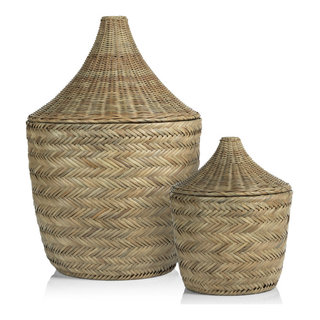 Zadar Rattan Baskets, Set of 2 - Tropical - Baskets - by Zodax | Houzz