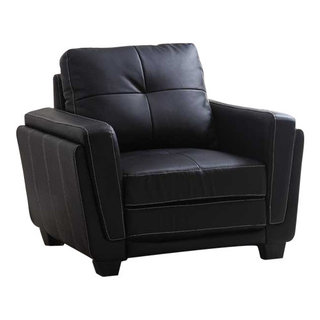 Modern Accent Chair With Black vinyl and Contrast Baseball Stitching ...