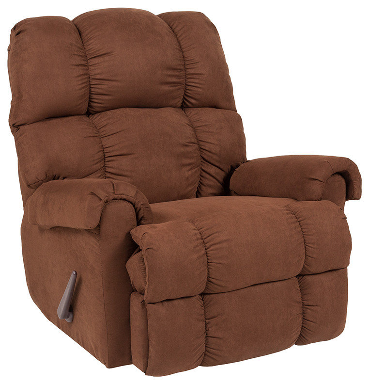 Chocolate Microfiber Recliner, 35"W x 32" - 66"D x 39.5"H ...