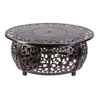 Toulon Cast Aluminum Oval LPG Fire Pit - Mediterranean - Fire Pits - by ...