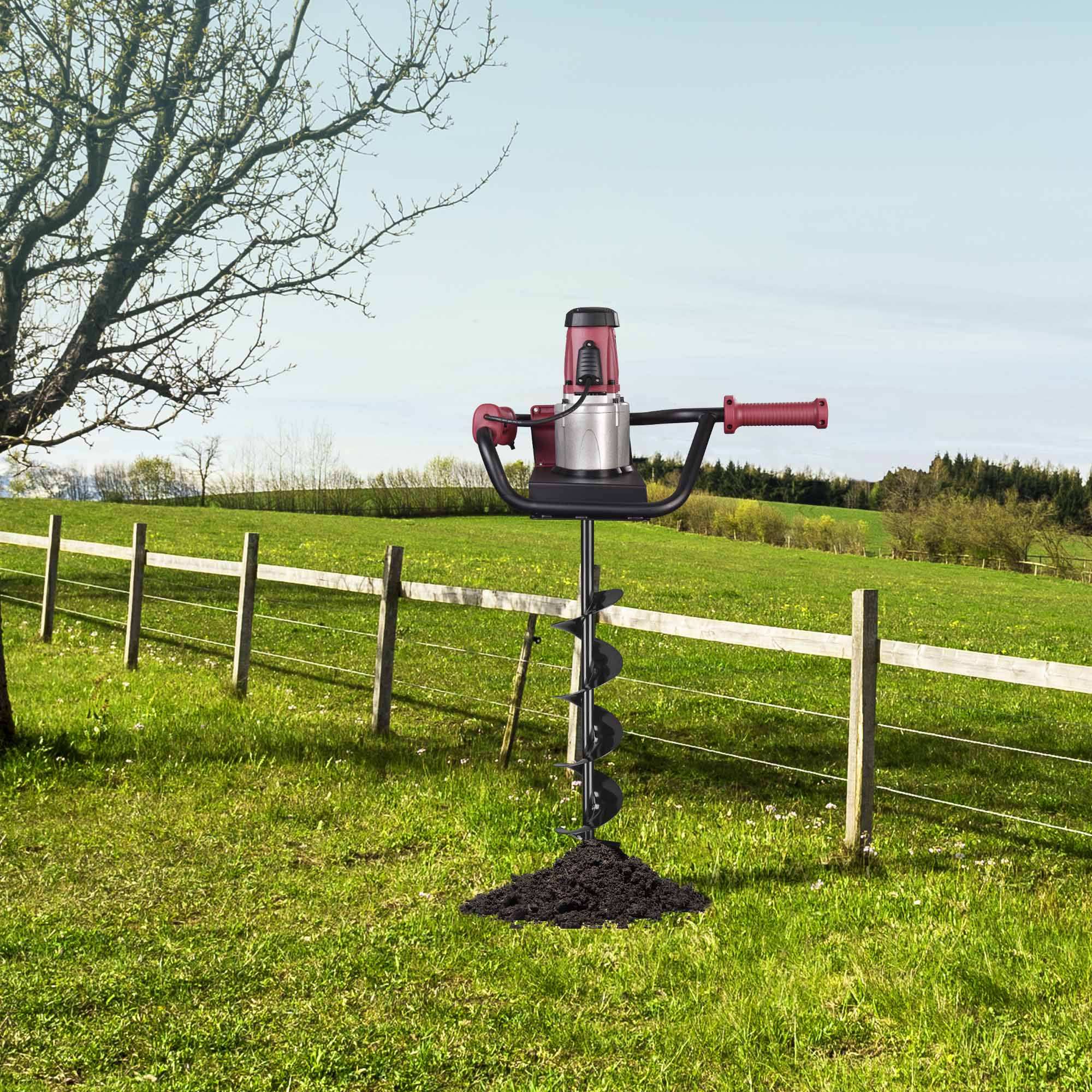 1500W Electric Post Hole Digger Earth Auger Drill Plant Soil Powerhead ...