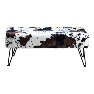 Cows Flowers Rectangle Ottoman, 46x16x17 - Midcentury - Upholstered ...