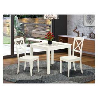 3-Piece Square Kitchen Table and 2 Wood Kitchen Dining Chairs, Linen ...