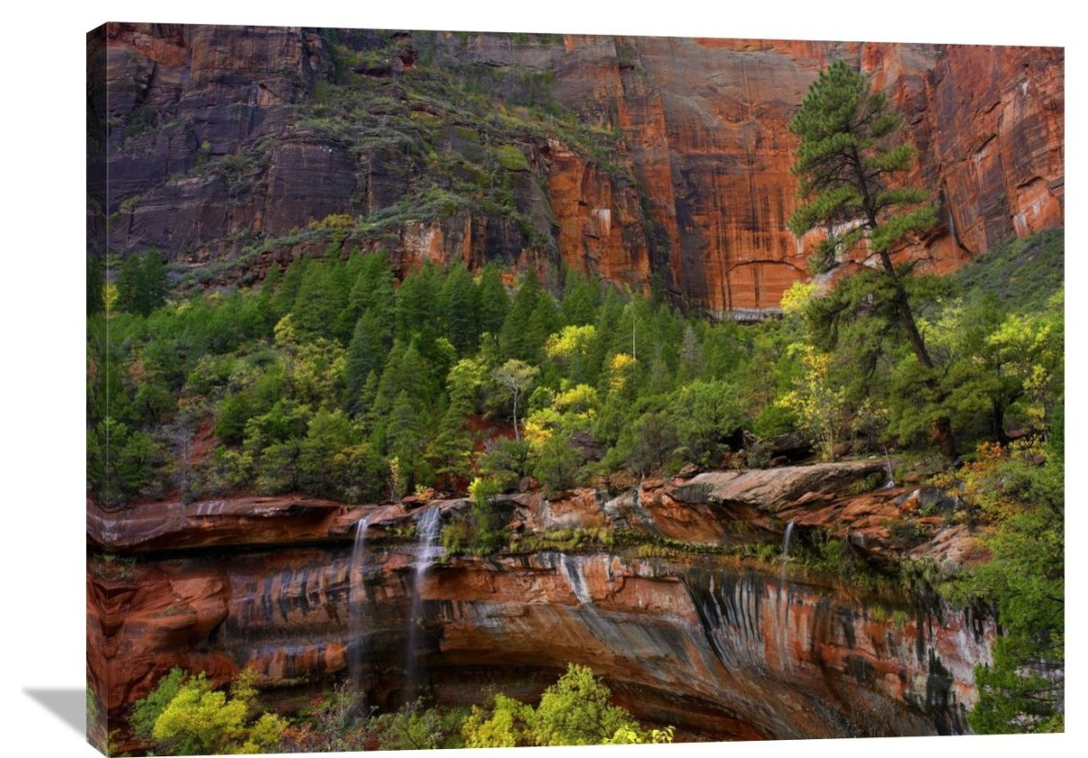 "Waterfalls At Emerald Pools, Zion National Park, Utah" Artwork, 40" x ...