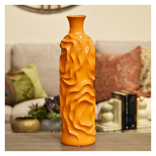 Wrinkled Ceramic Round Cylindrical Vase, Large - Contemporary - Vases ...