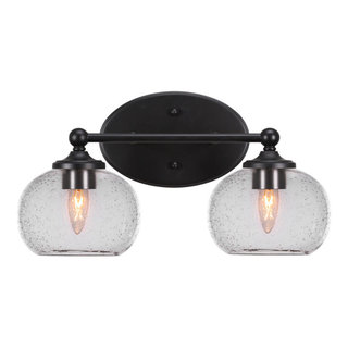 Capri 2-Light Bath Bar, Matte Black/Clear Bubble - Transitional ...