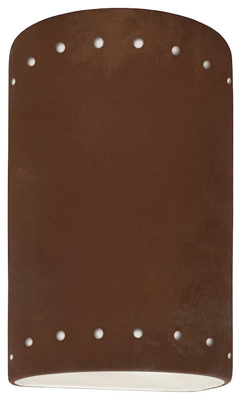 Justice Ambiance 1-Light 6" Sconce, Open Top/Bottom, LED, Rust ...