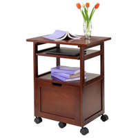 Pemberly Row Transitional Solid Wood Mobile Printer Stand in Walnut ...