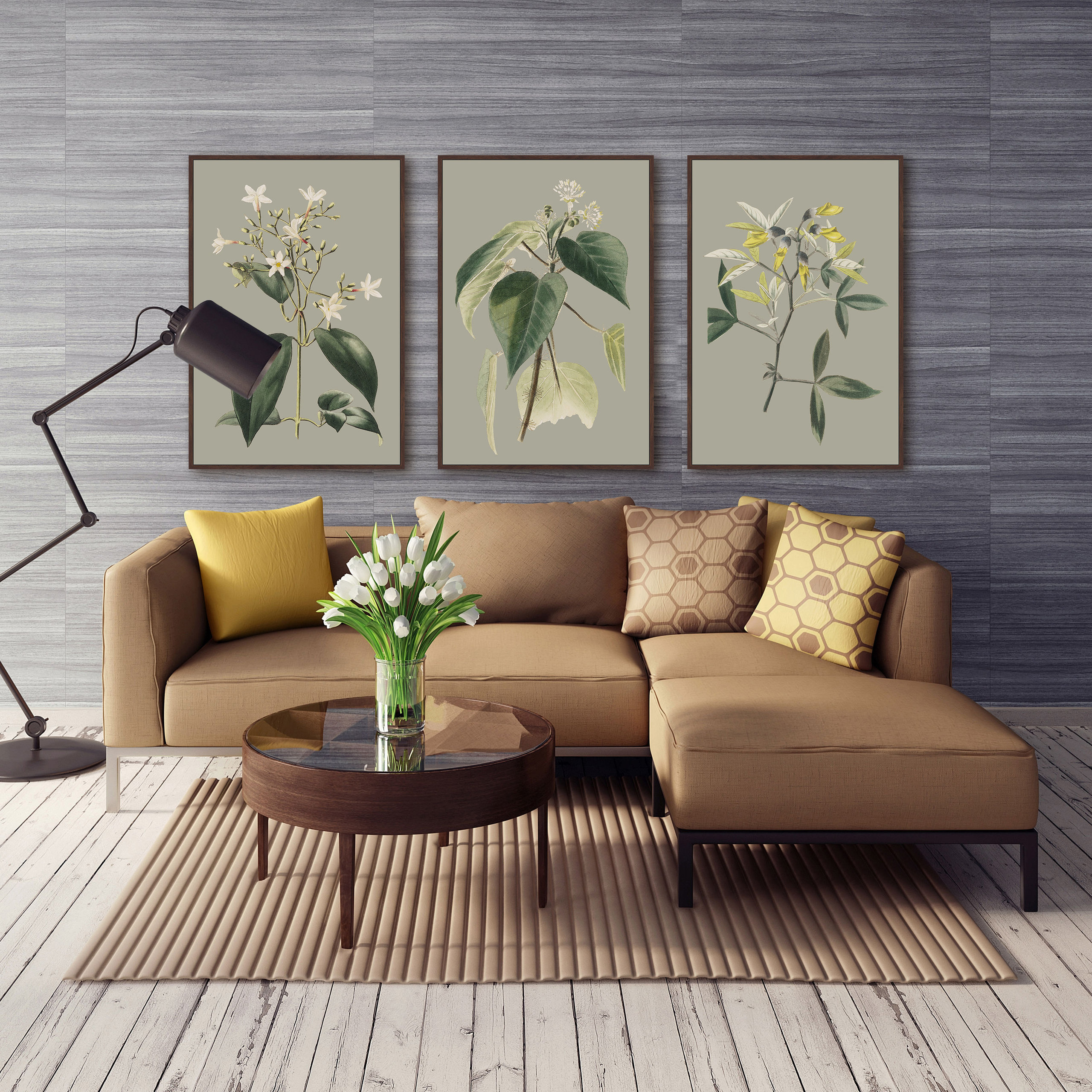 Tiny Blooms Triptych, 90x45 - Farmhouse - Prints And Posters - by Marmont Hill | Houzz