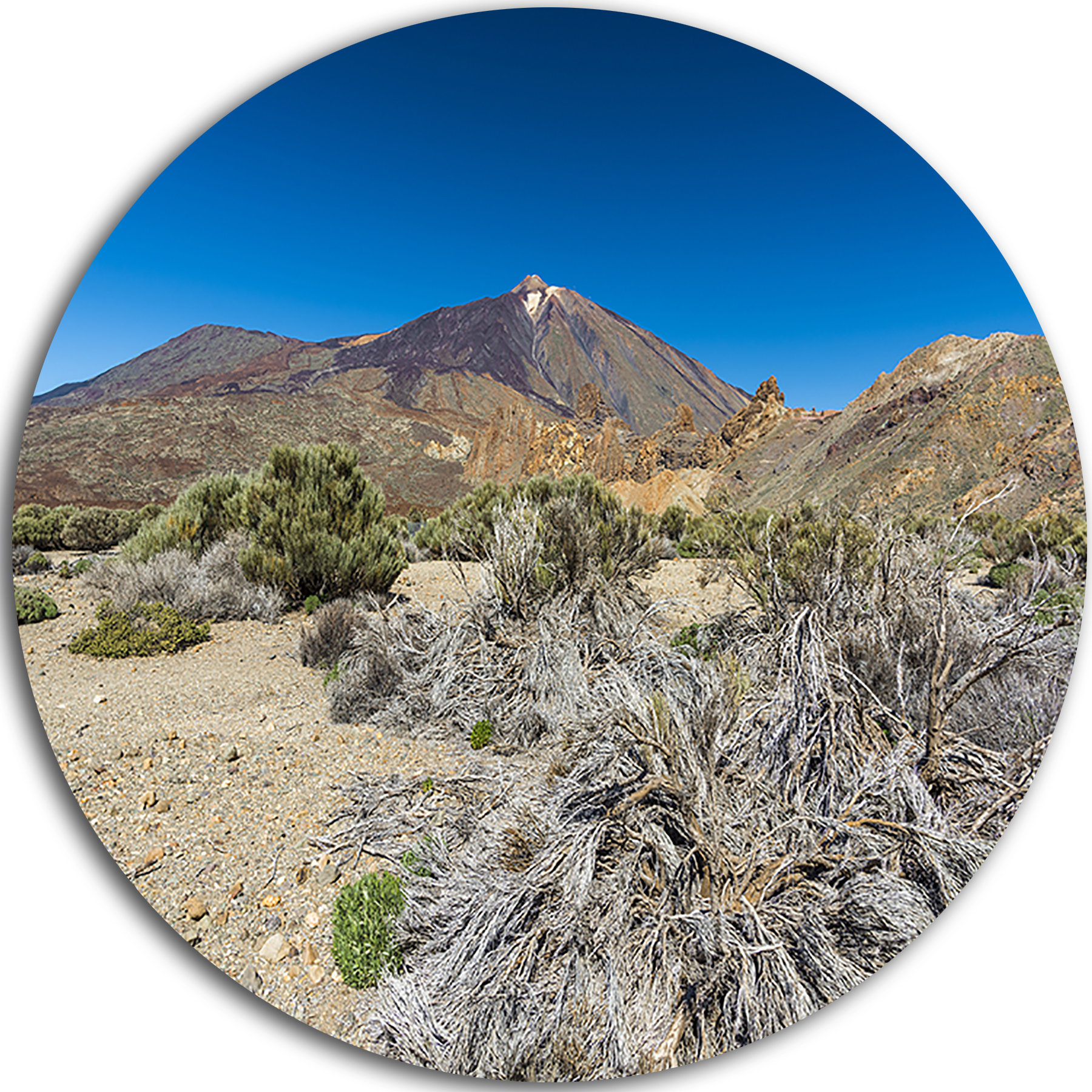 Caldera of the Volcano Teide, Landscape Round Metal Wall Art, Disc of ...