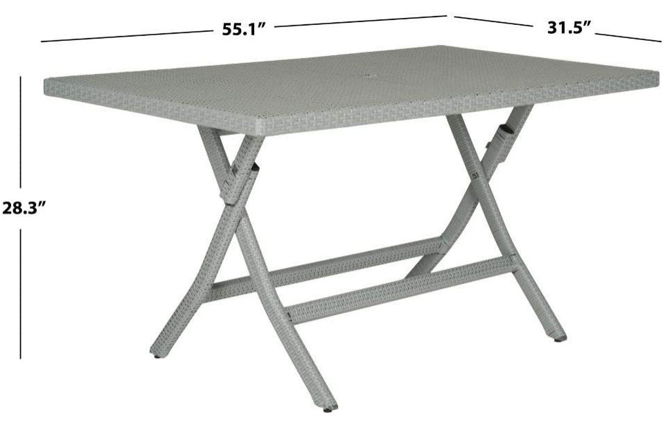 Folding Patio Dining Table, Crossed Trestle Base & Rectangular Tabletop ...