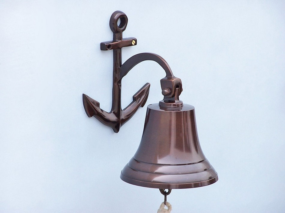 Anchor Bell, Antique Copper, 4", 6" - Beach Style - Wall Sculptures ...