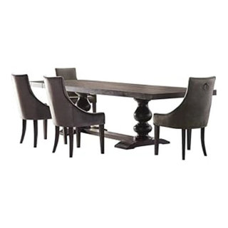 Phelps Rectangular Trestle Dining Set Antique Noir and Grey - Contemporary - Dining Tables - by ...