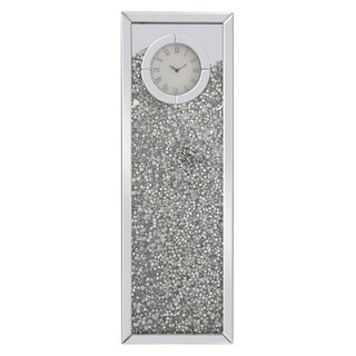 12" Rectangle Crystal Wall Clock Silver Royal Cut Crystal ...